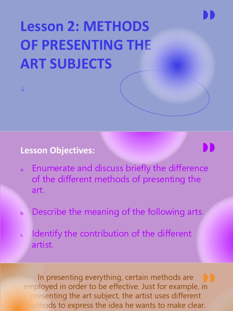 Lesson 2-Methods of Presenting The Art Subjects | PDF