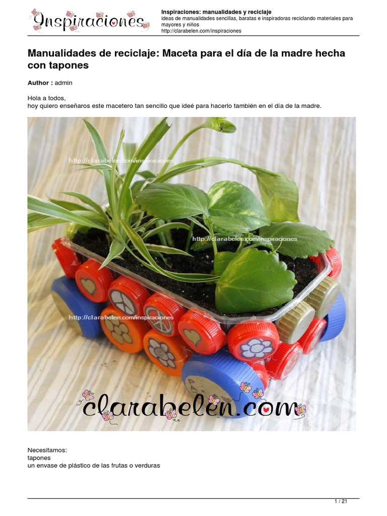 Manualidades de Reciclaje - Maceta para El Día de La Madre Hecha Con ...