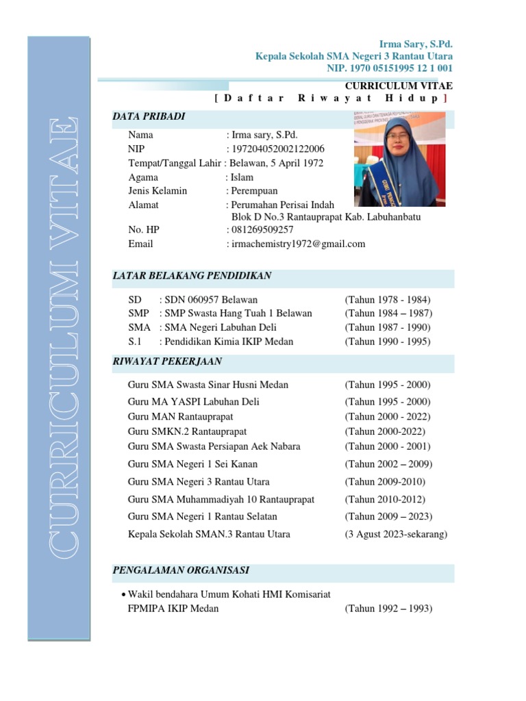 CV Irma Sary, s.pd.-1 | PDF