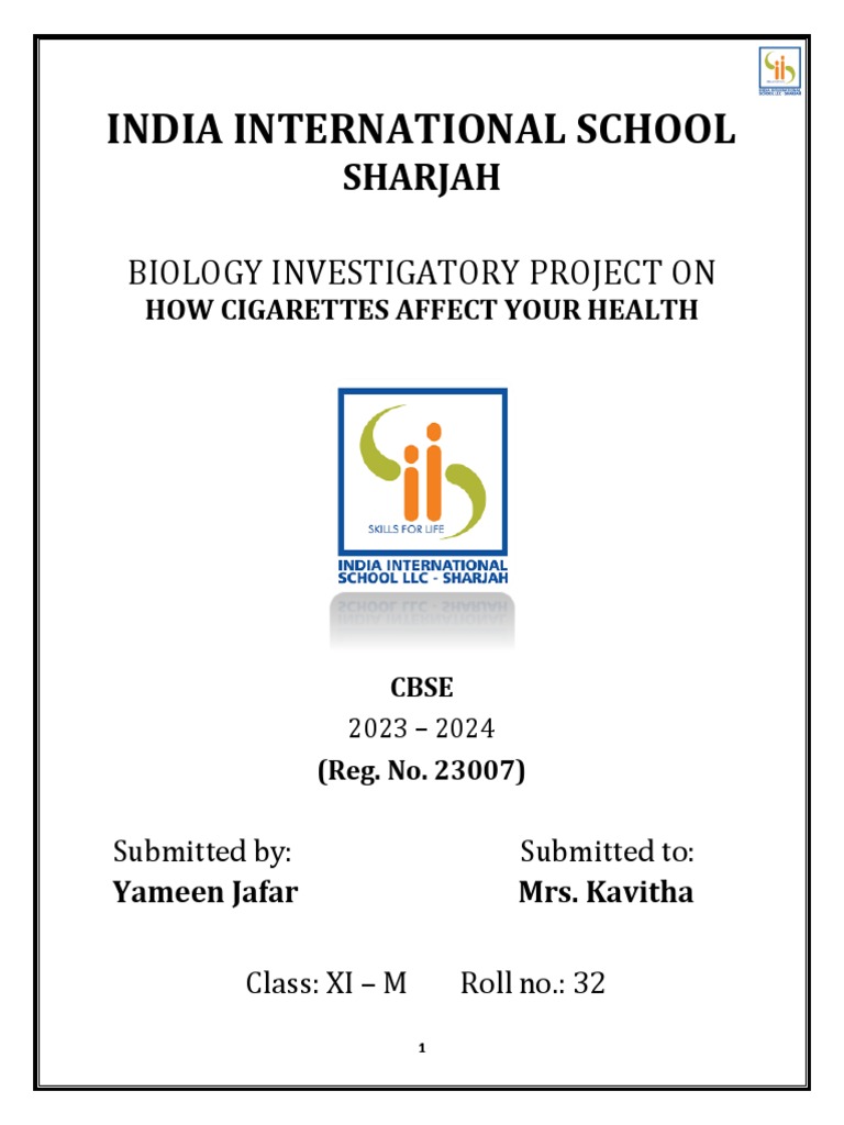 Biology Investigatory Project | PDF | Tobacco Smoking | Addiction