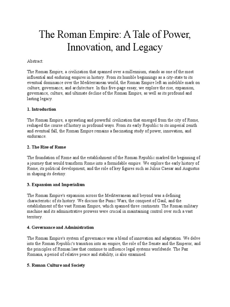 The Roman Empire A Tale of Power, Innovation, and Legacy | PDF ...