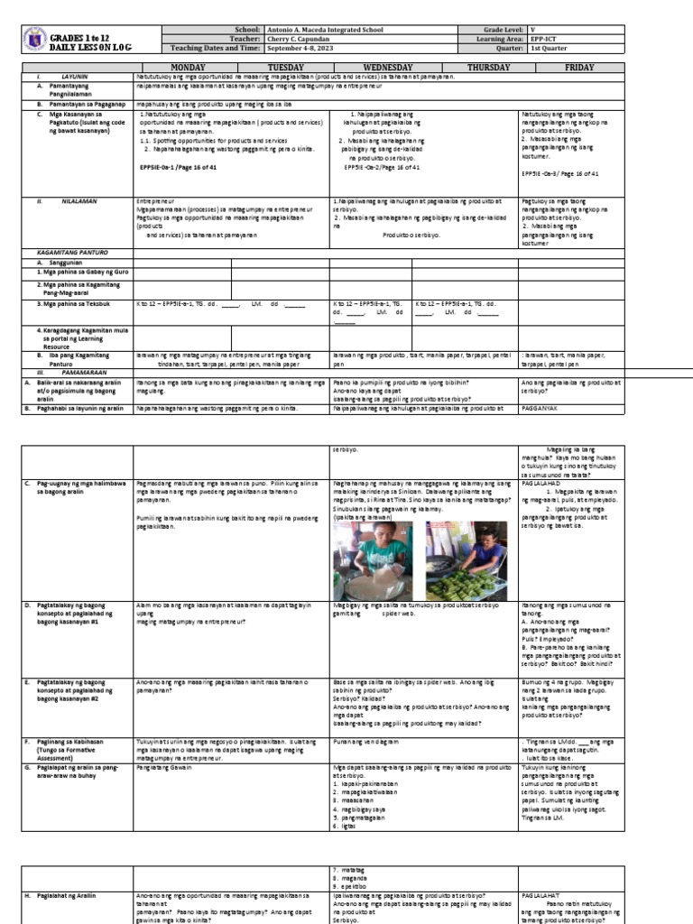 Grade 5 DLL EPP 5 Q4 Week 1 | PDF