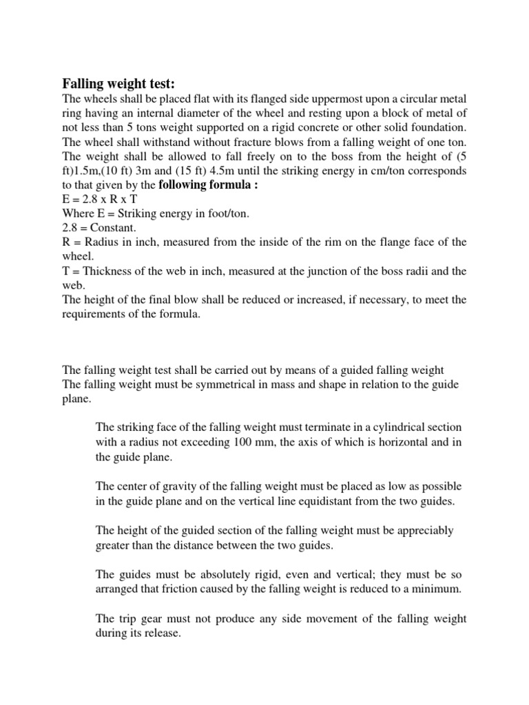 Falling Weight Test | PDF | Weight | Mass