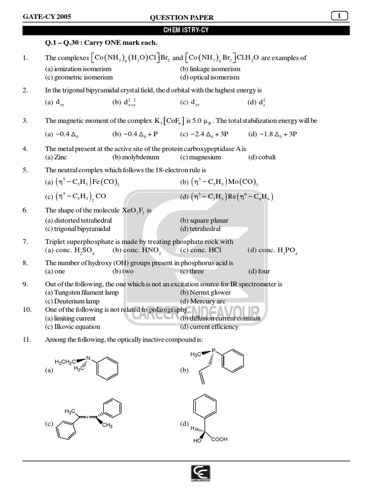 Gate 2005 Cy | PDF | Coordination Complex | Cyanide