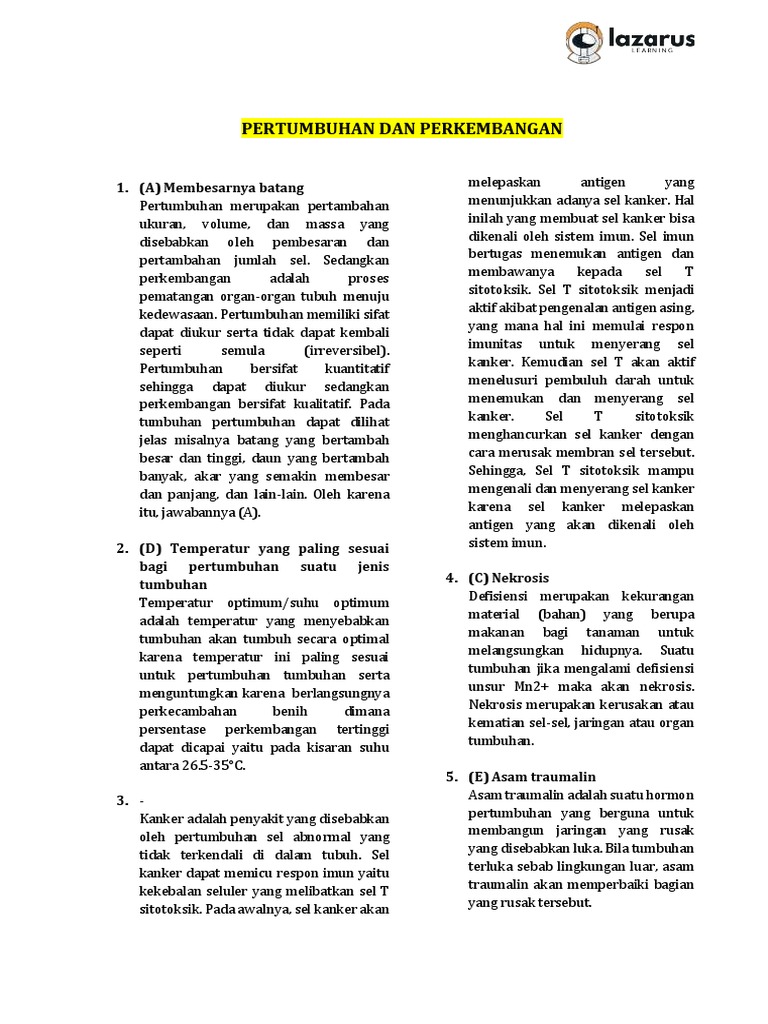 (Pembahasan) Bab 17. Pertumbuhan - Perkembangan | PDF | Kesehatan Holistik | Sains & Matematika