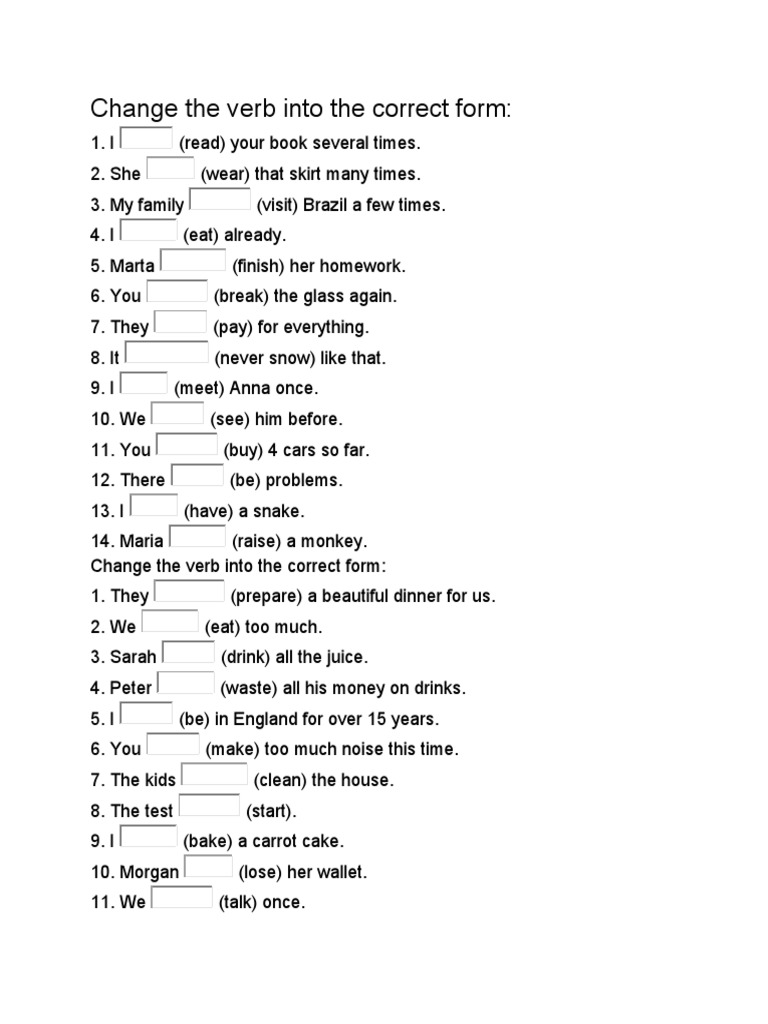 Present Perfect Exercises | PDF