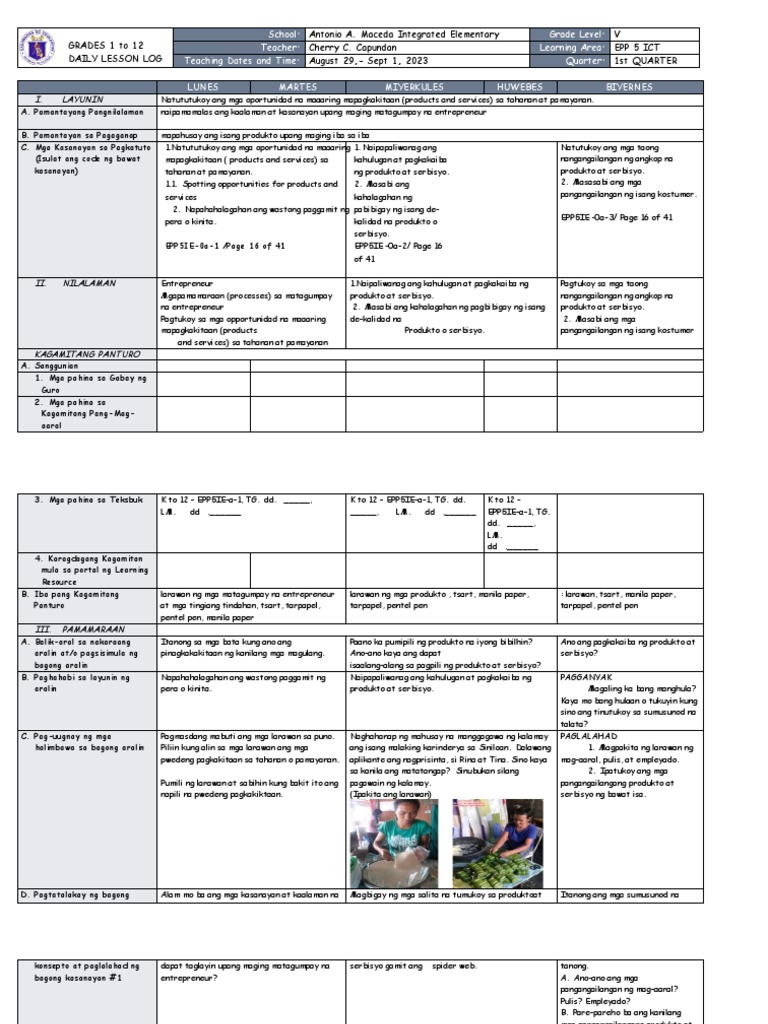 DLL - Epp 5 - Q4 - W1 | PDF