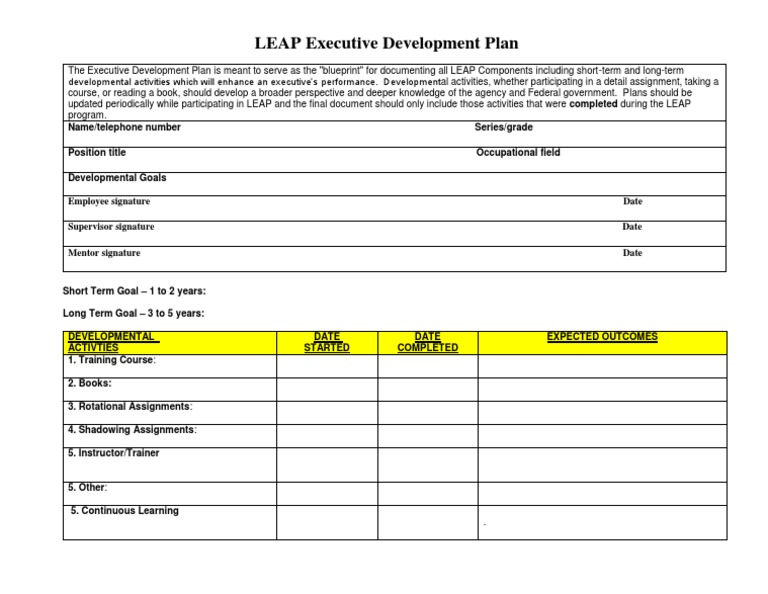 Executive Development Plan - Edp - Template | PDF
