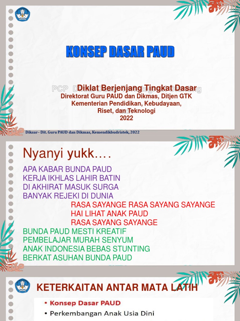 Konsep Dasar PAUD - Diksar 2022 | PDF