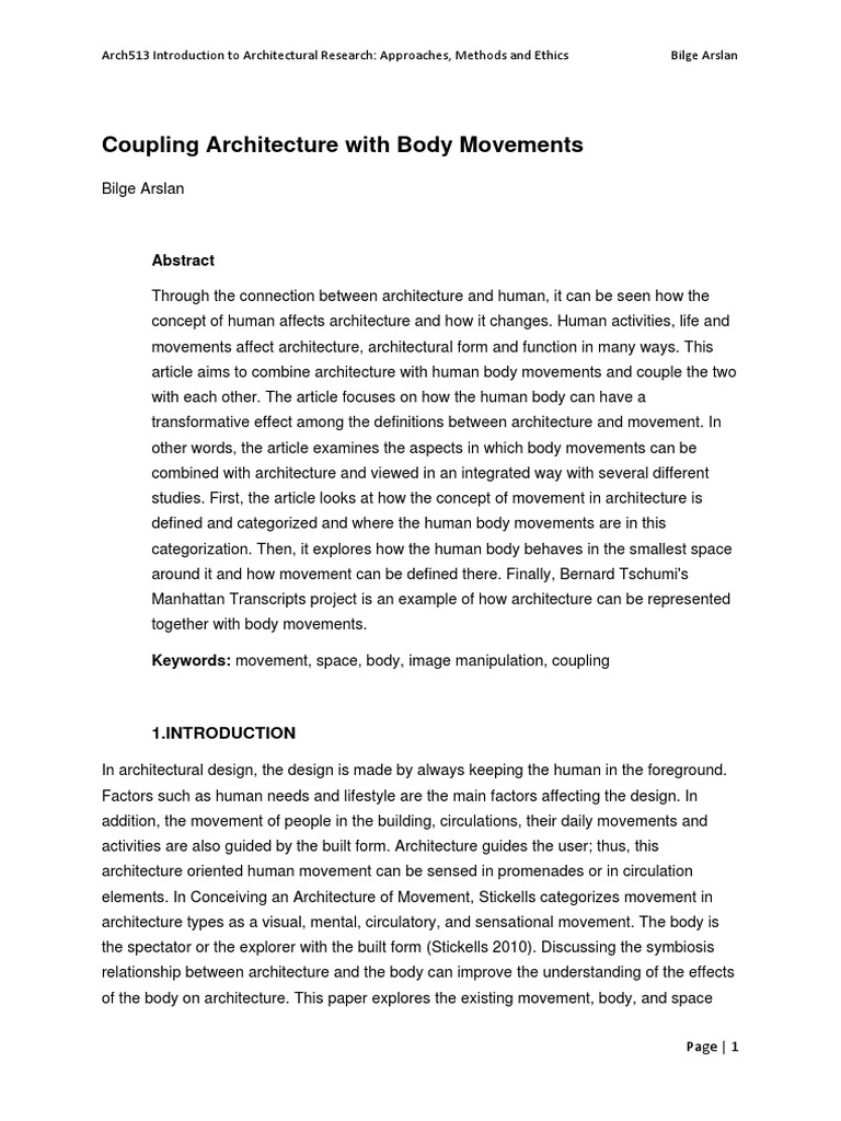 Coupling Architecture With Body Movements | PDF | Space | Concept