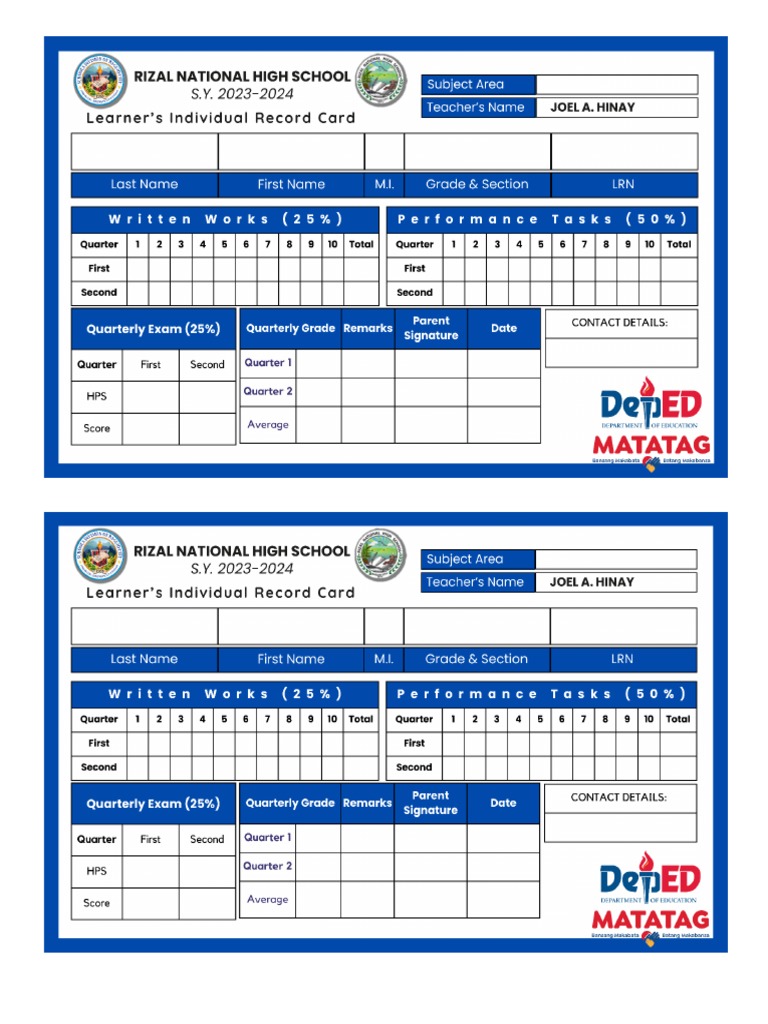 Learners Report Card | PDF