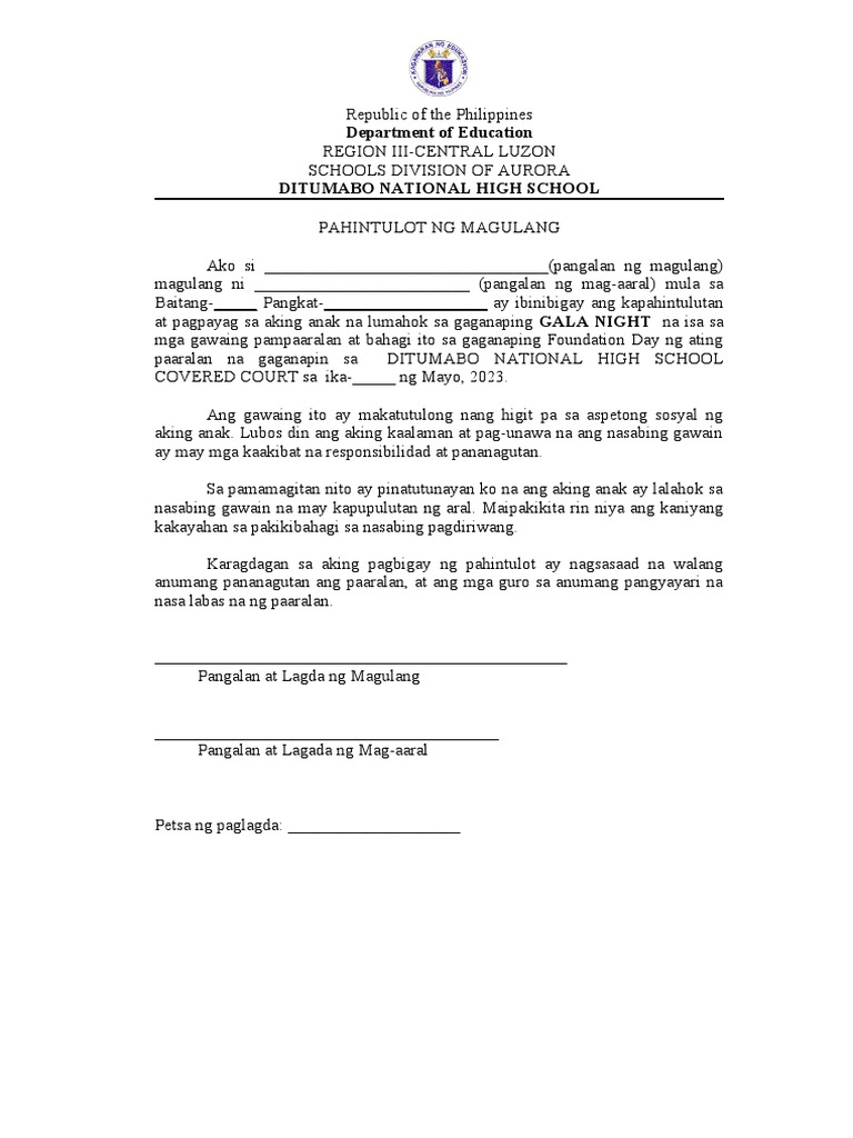 Parental Waiver and Consent Form for Gala Night (1) | PDF