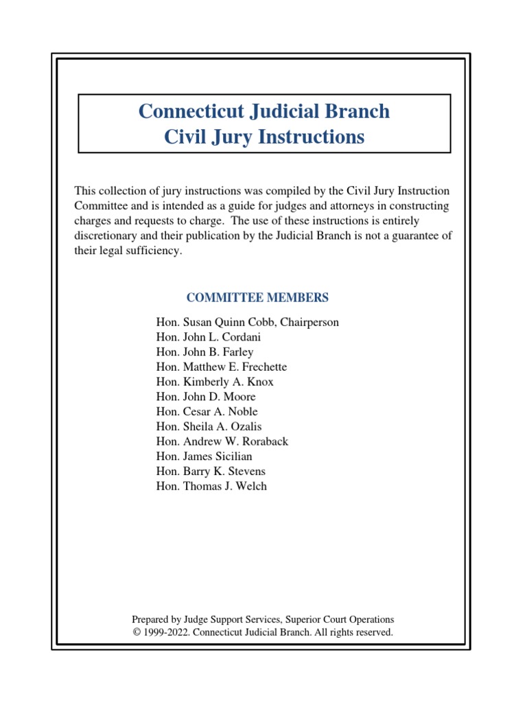Connecticut Civil Jury Instructions Guide | PDF | Witness | Courtroom