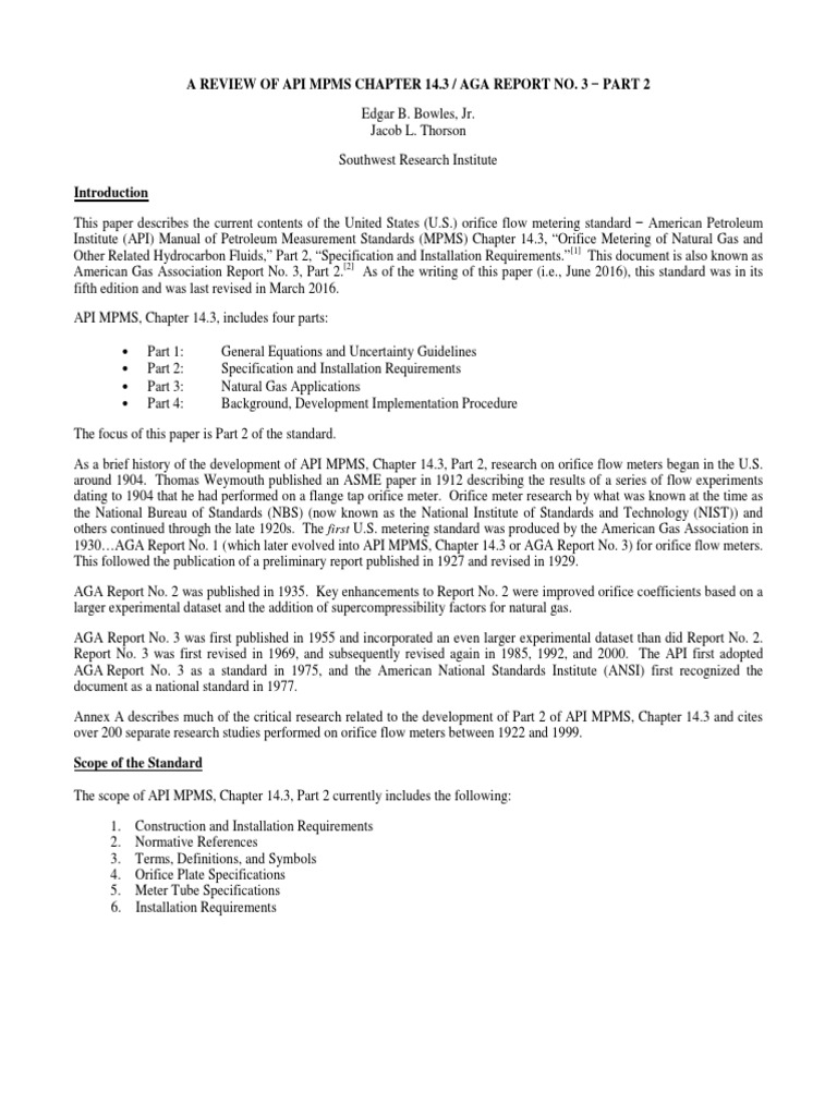 A Review of Api Mpms Chapter 14.3 / Aga Report No. 3 Part 2 | PDF ...