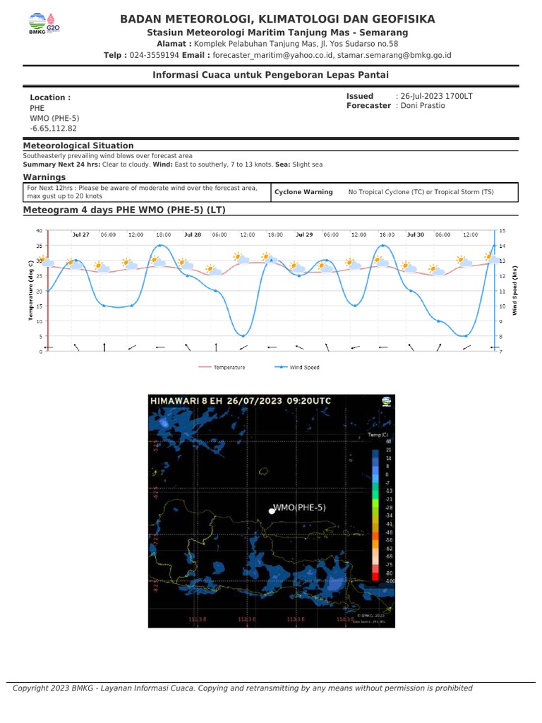 BMKG-WeatherForecast - PHE WMO (PHE-5) - 26072023-PM | PDF | Tropical Cyclones | Rain