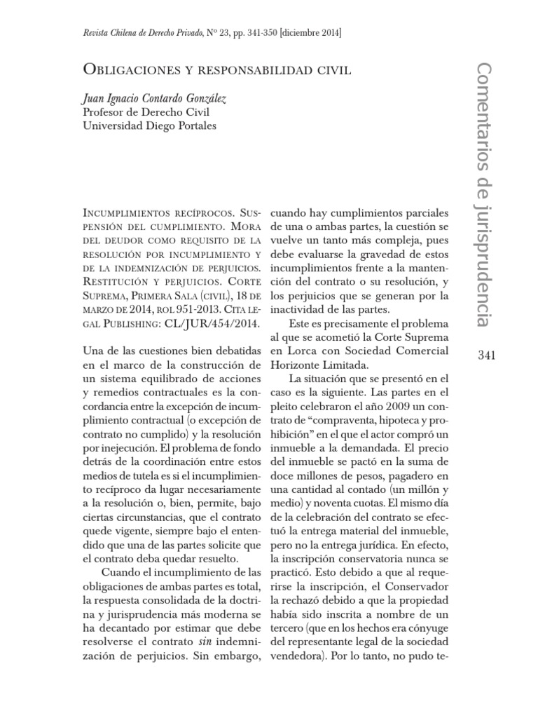 Contardo, J. (2014) | PDF | Daños y perjuicios | Caso de ley