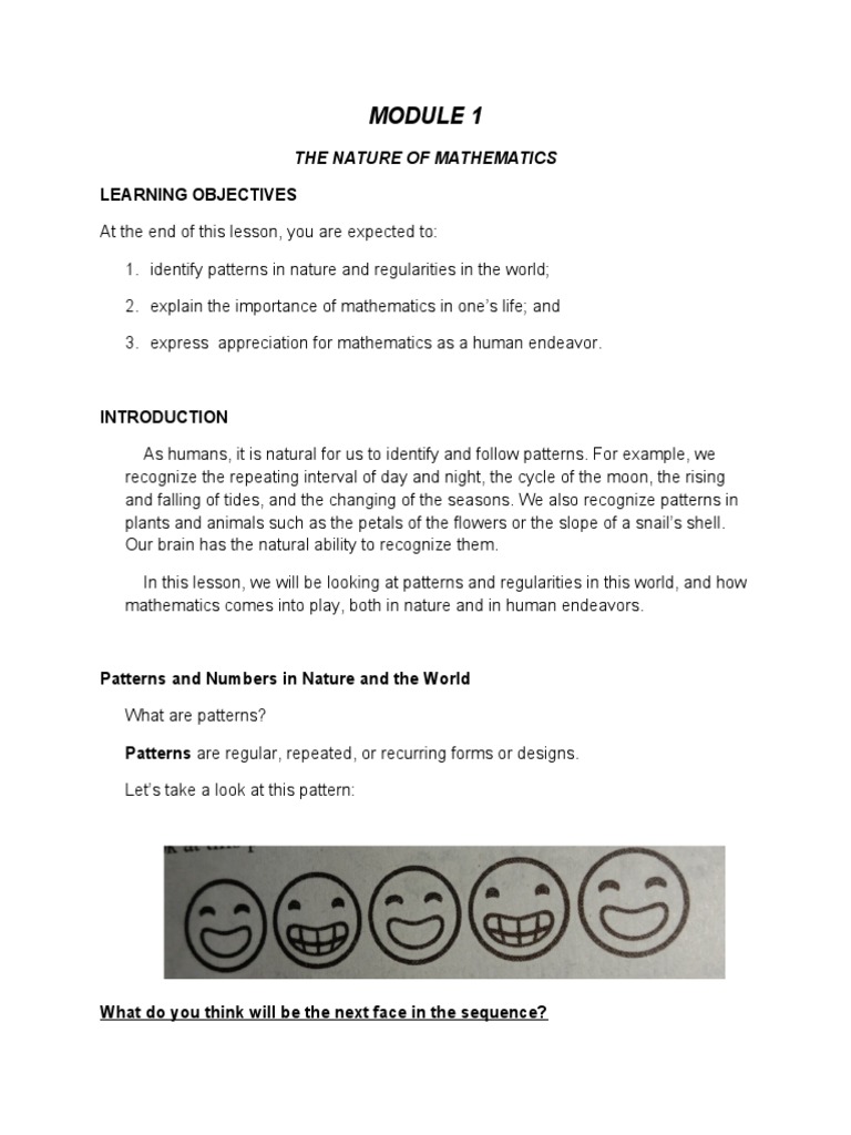 Math 101 Module 1 1 | PDF | Pattern | Mathematics