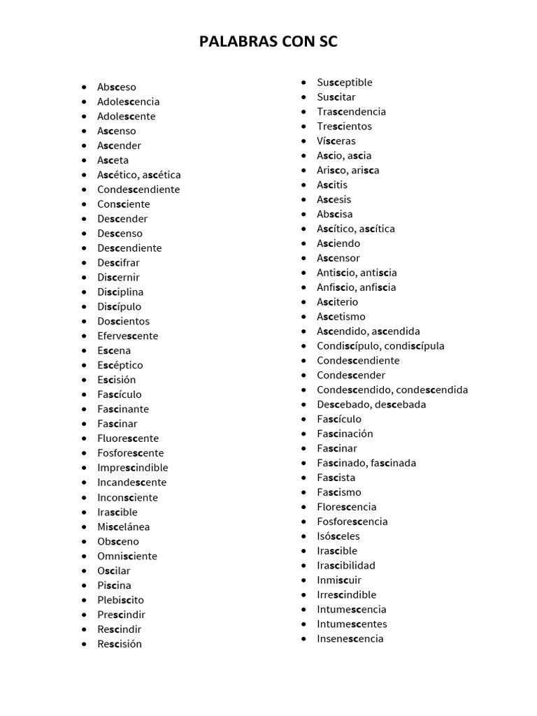 Palabras Con - SC | PDF