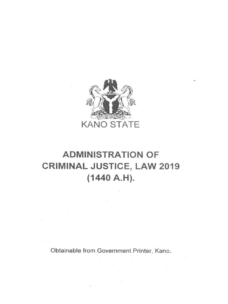 Kano State Administration of Criminal Justice Law 2019 | PDF