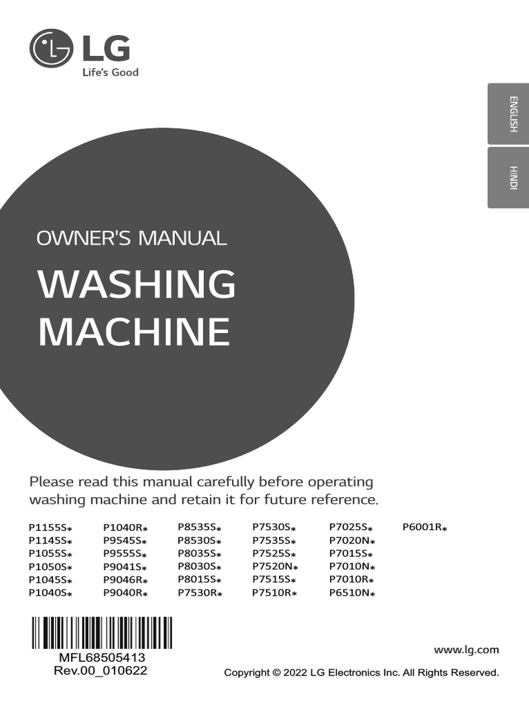 Owners Manual Twin Tub MFL68505413 | PDF | Materials | Laundry