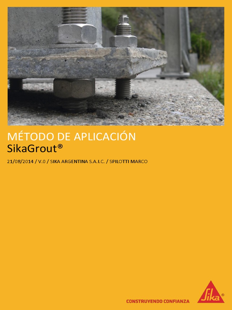 Método de Aplicación - SikaGrout | PDF | Hormigón | Agua
