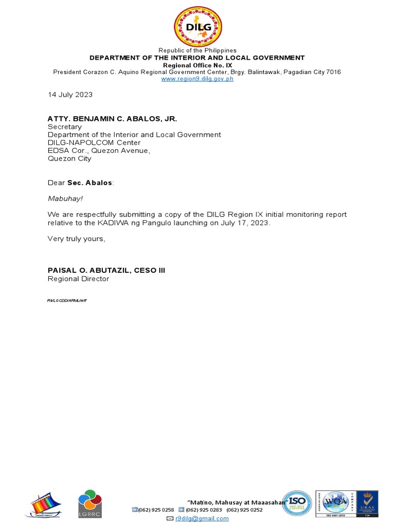 Letter To SILG | PDF