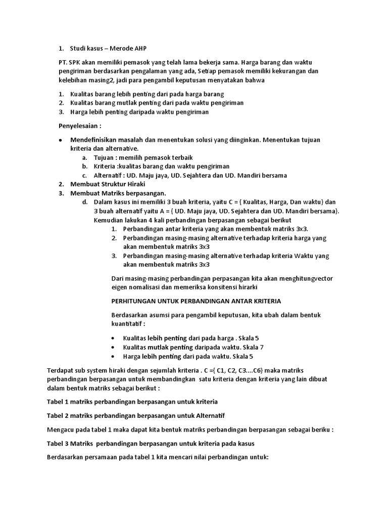 Analisis Pemasok dengan AHP | PDF