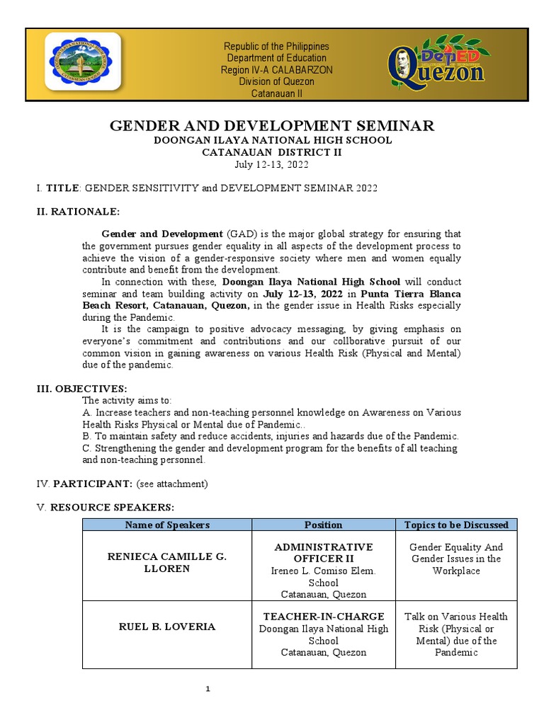 GAD Training Design 2022 | PDF | Gender And Development