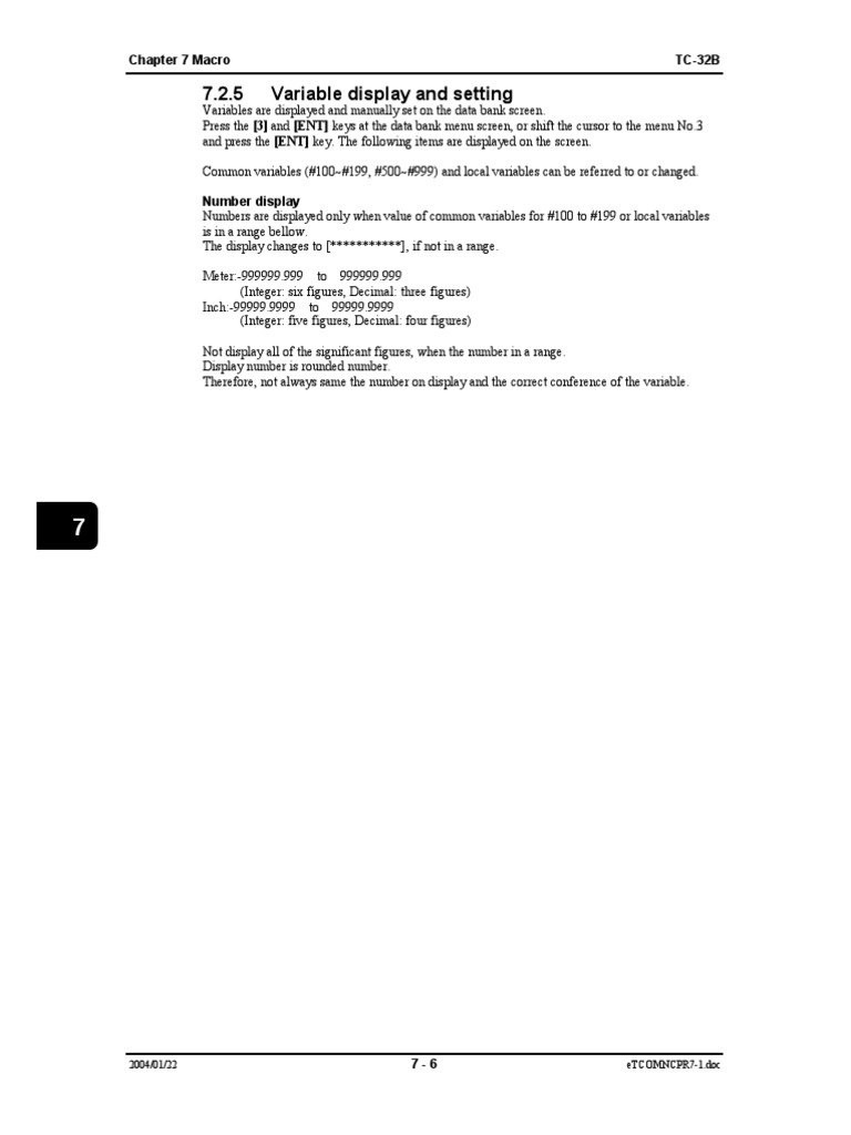 TC-32B G-Code Programming Manual - System Varialbles | PDF | Input ...