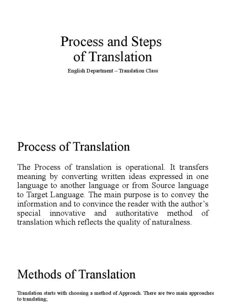 Steps and Methods of Translation Process | PDF | Translations | Word