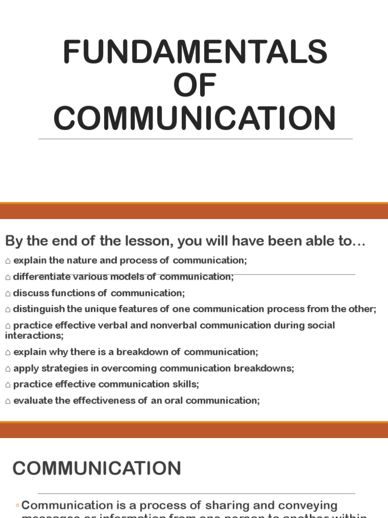 Oral Comm Fundamentals of Communication | PDF | Communication | Nonverbal Communication