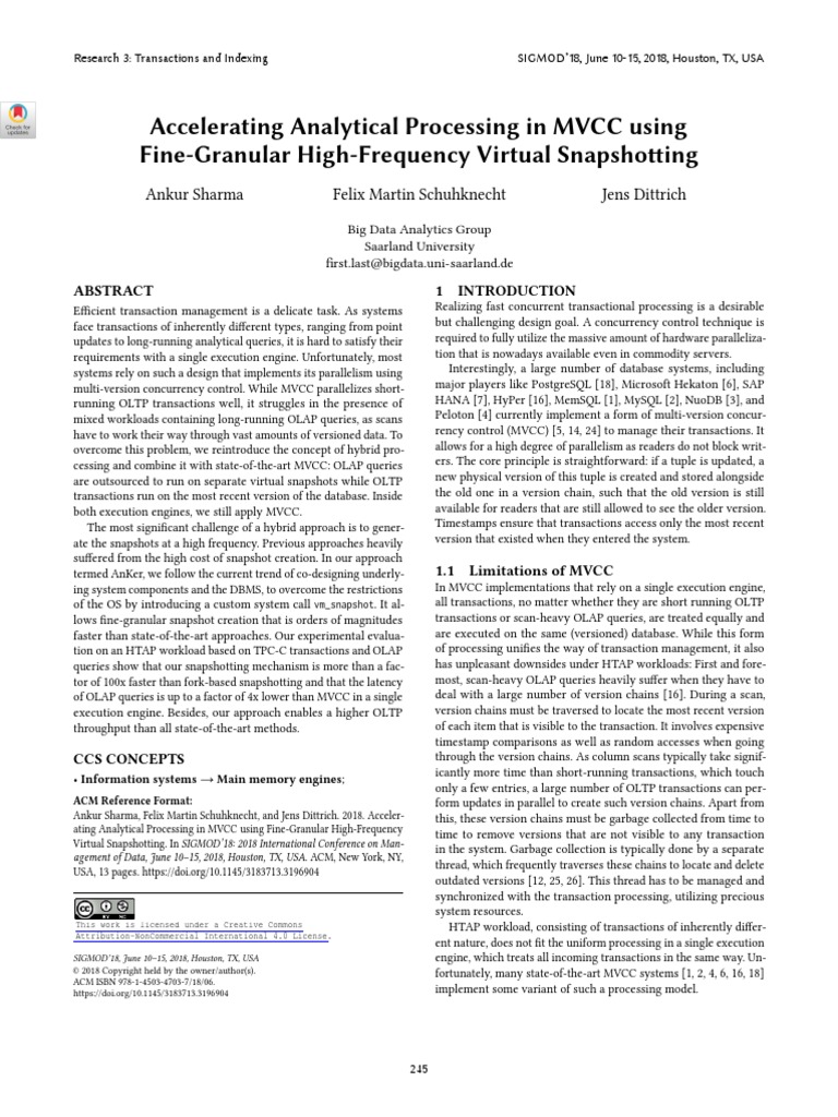 MVCC Virtual Snapshotting | PDF | Database Transaction | Databases