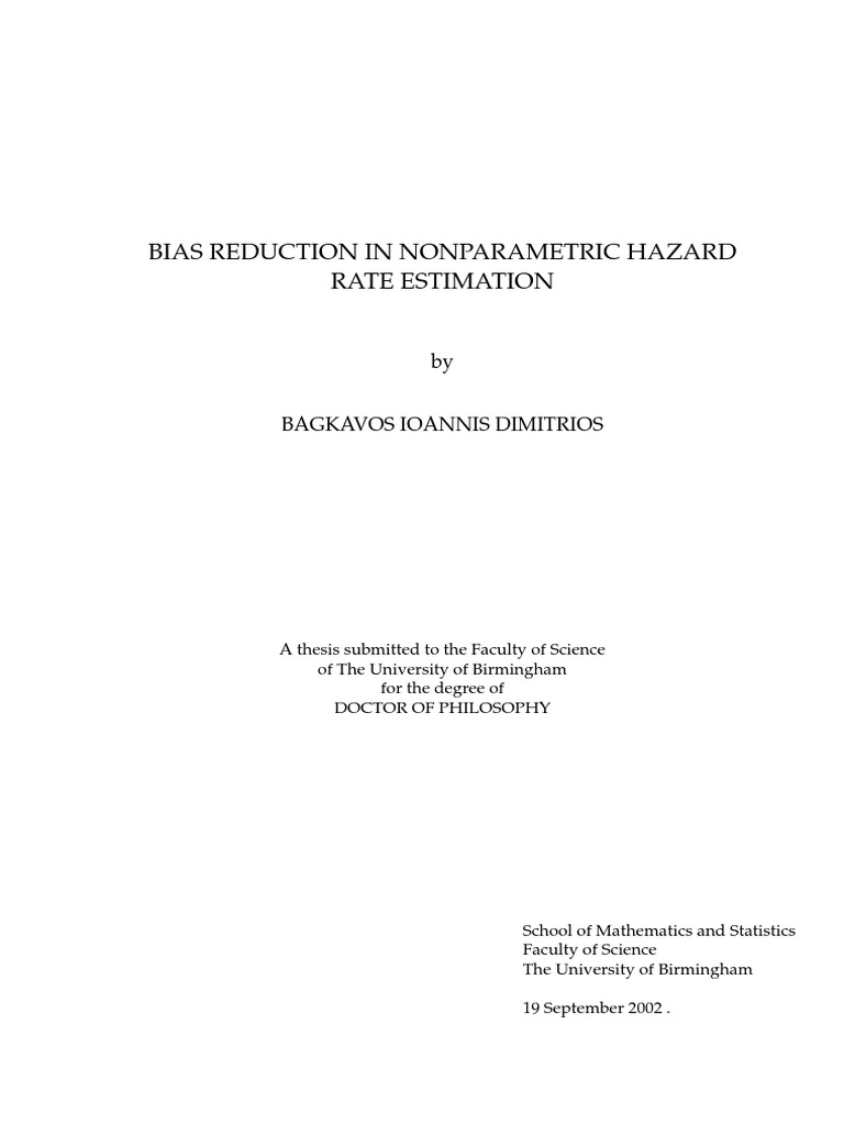 Bias Reduction in Nonparametric Hazard | PDF | Estimator | Mean Squared ... Bias Reduction in Nonparametric Hazard | PDF | Estimator | Mean Squared ...