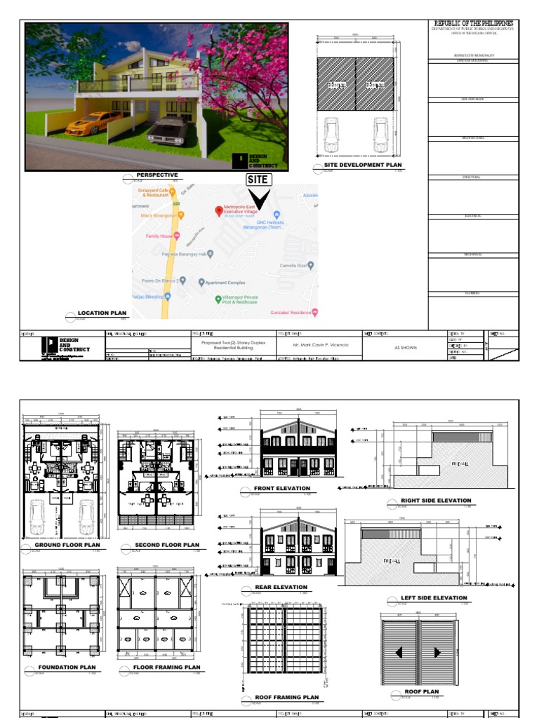 Proposed Two Storey Duplex Residential Building | PDF | Foundation ...