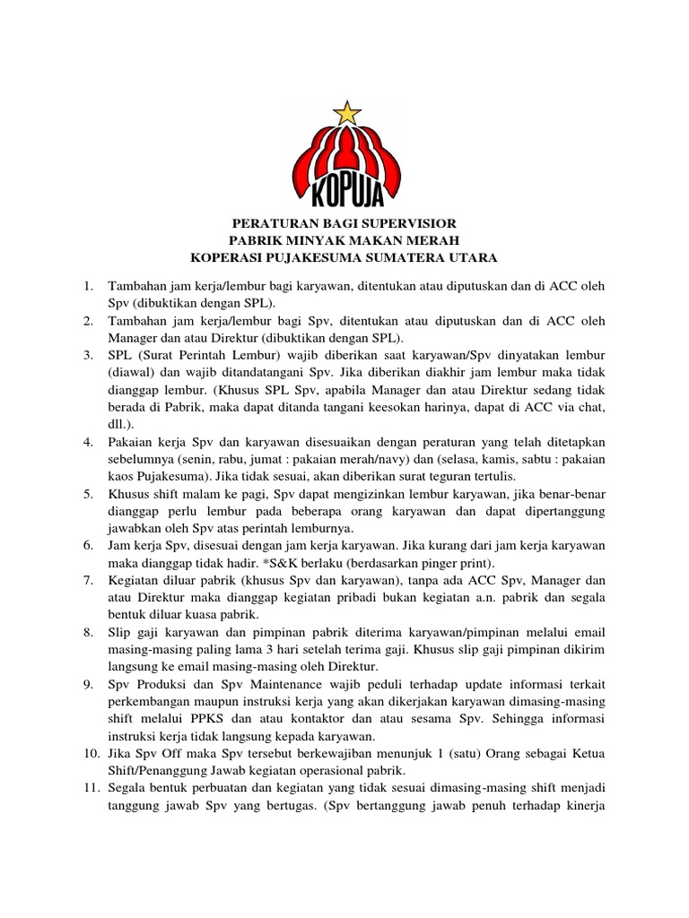 Peraturan Pabrik SPV | PDF