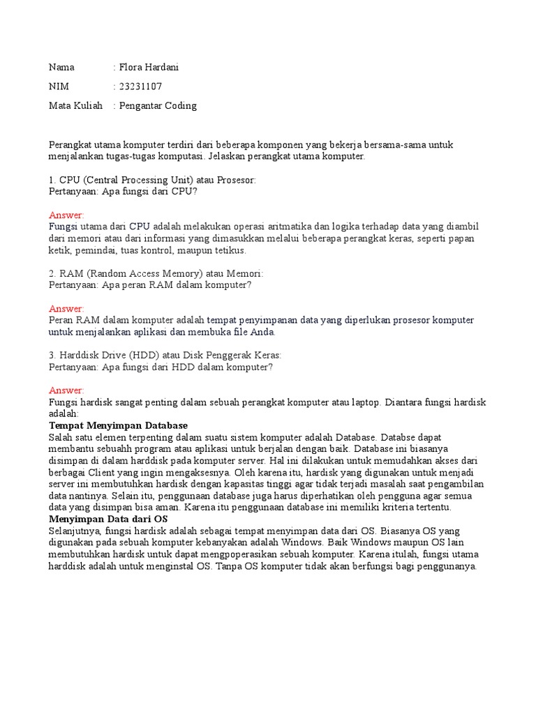 Flora Hardani-Pengantar Coding 1 | PDF