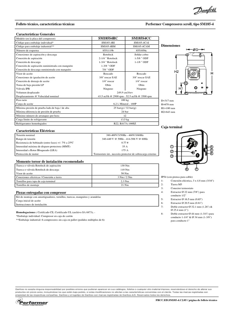 Danfoss SM185 | PDF | Bienes manufacturados | Electricidad