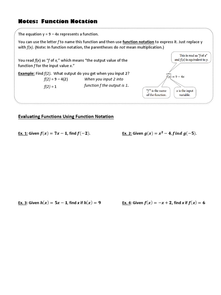 Function Notation Guided Notes | PDF