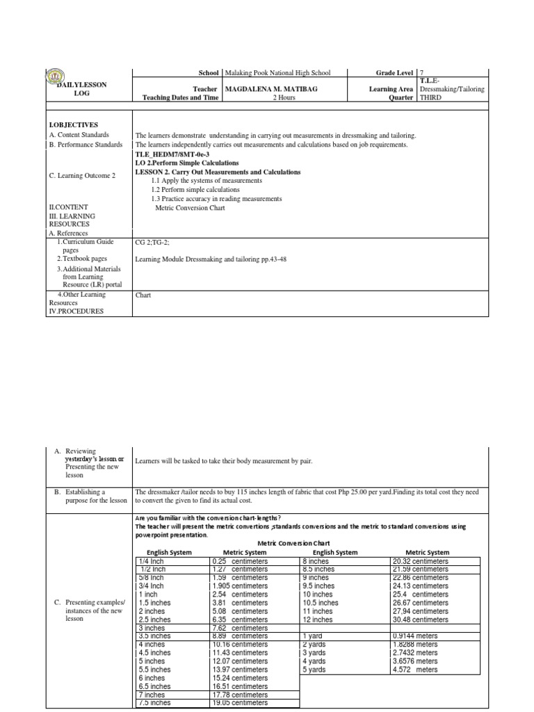 Polished DLL Dressmaking LO2 | PDF | Inch | Metre