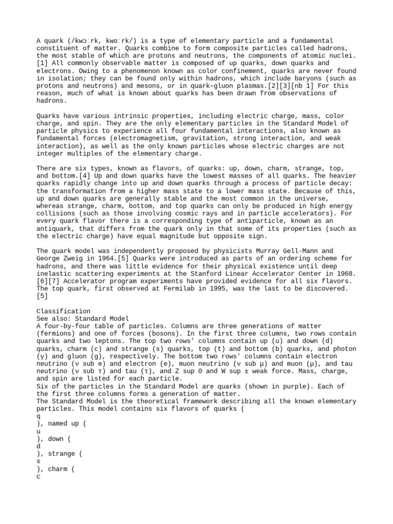 Quarks | PDF | Quark | Particle Physics