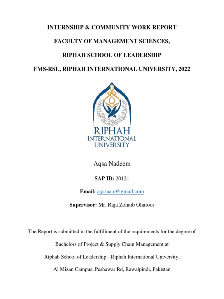 Sample Aqsa 2022 Internship Report | PDF | Business Sample Aqsa 2022 Internship Report | PDF | Business