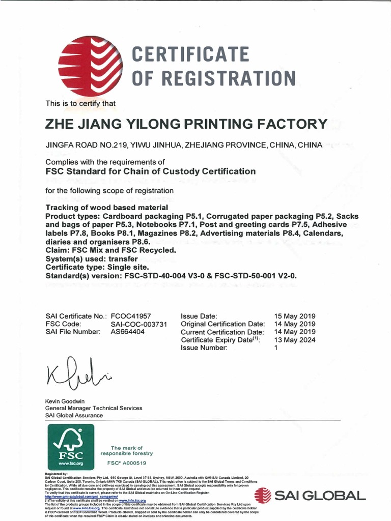 FSC Certificate | PDF | Forest Stewardship Council | Procedural Knowledge
