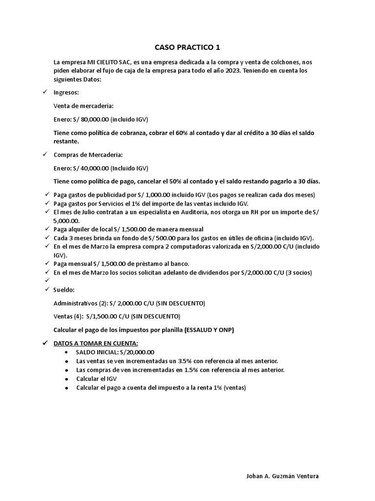 Caso Practico Flujo de Caja | PDF | Economias | Dinero