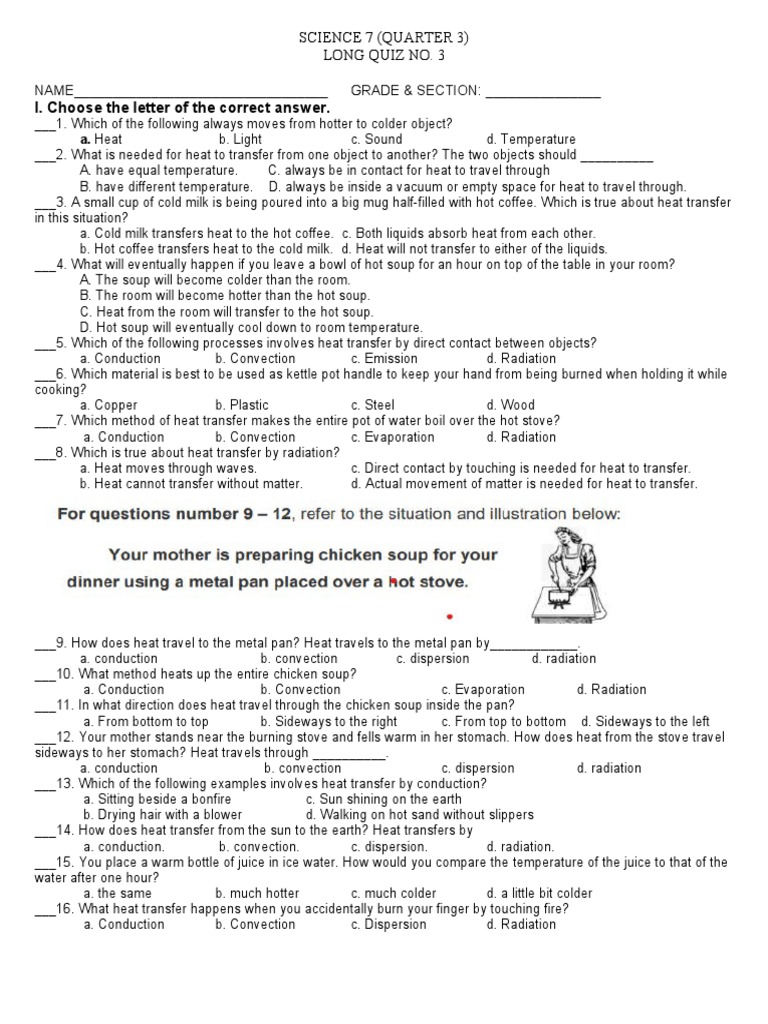 Long Quiz About Heat | PDF | Heat Transfer | Heat