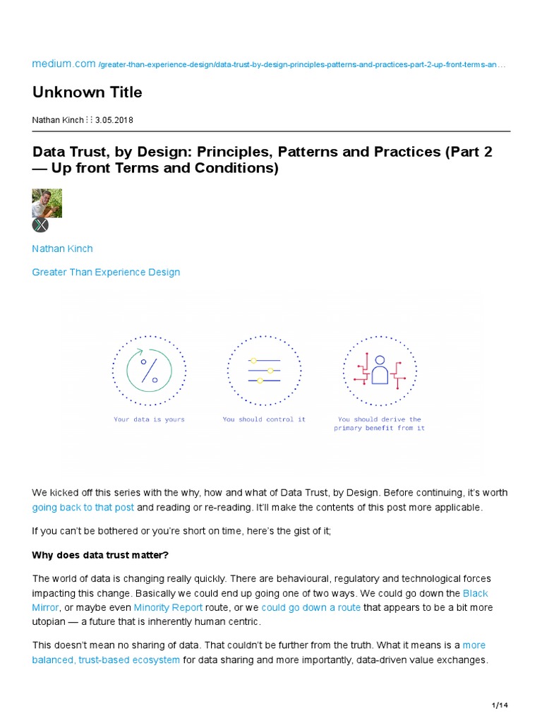 Data Trust, by Design - Principles, Patterns and Practices (Part 2 - Up Front Terms and ...