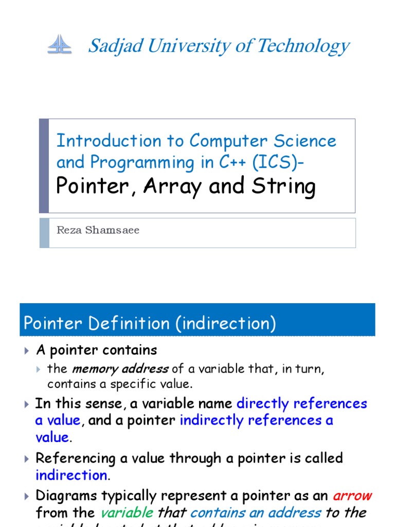 اشاره گرها و آرایه ها | Download Free PDF | Pointer (Computer Programming) | String (Computer ...