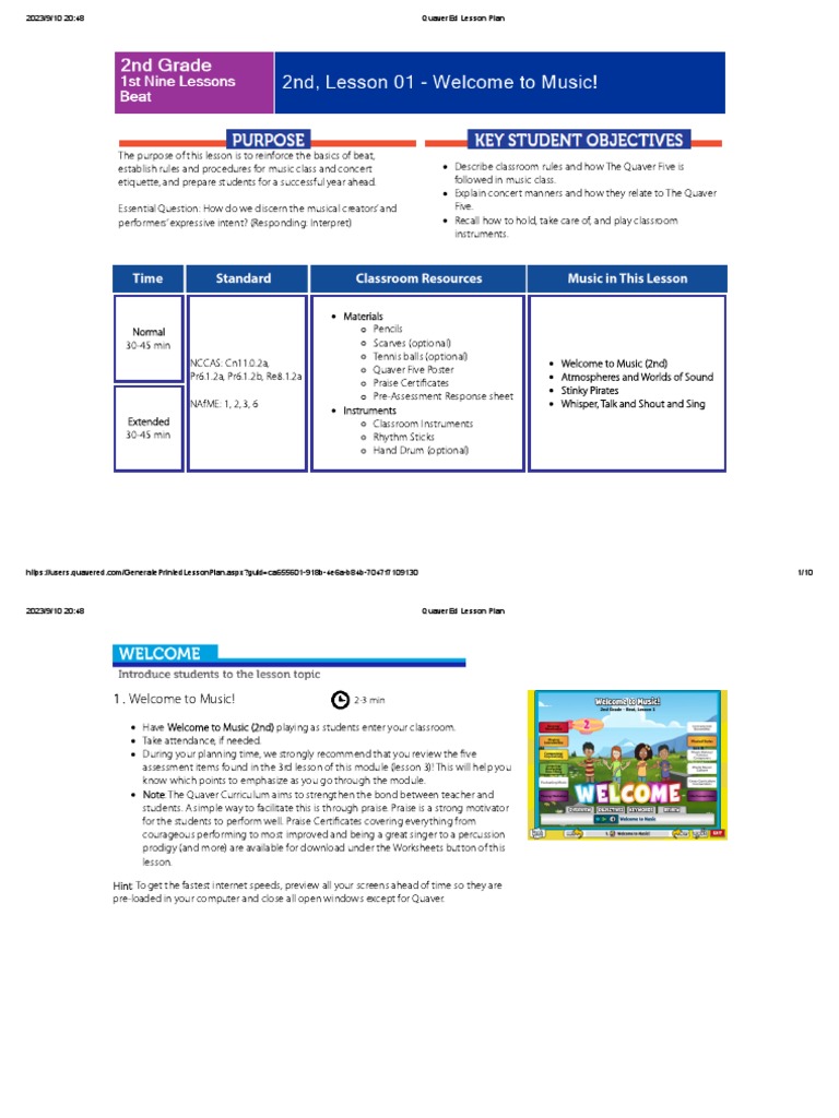 QuaverEd Lesson Plan G2-01 | PDF