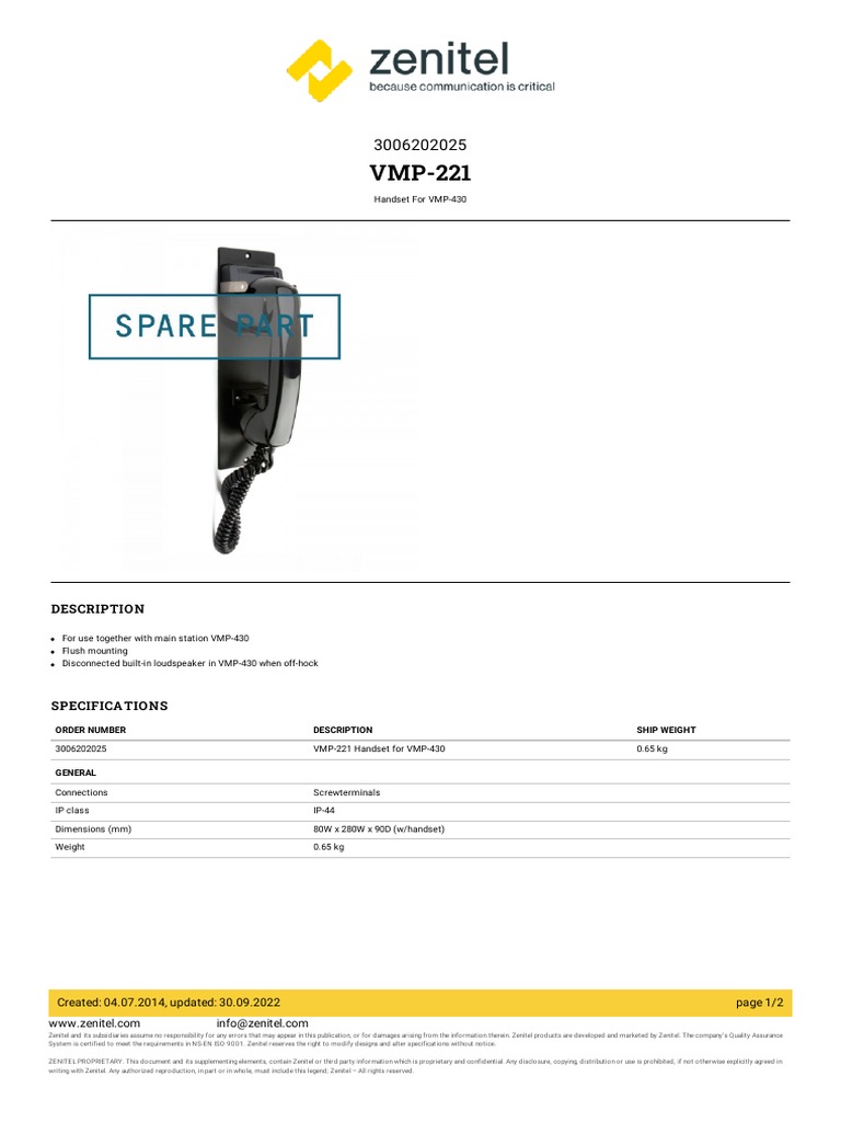 Zenitel VMP 221 3006202025 | PDF | Computing