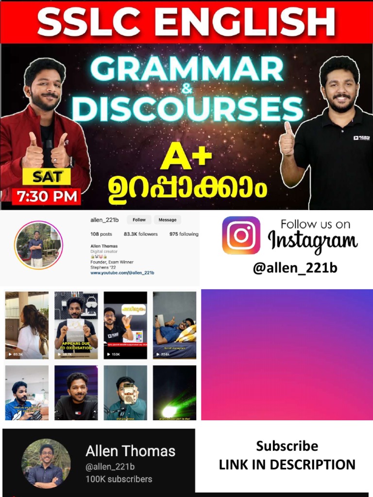 SSLC English Grammar & Discourses Note | PDF | Linguistics | Grammar