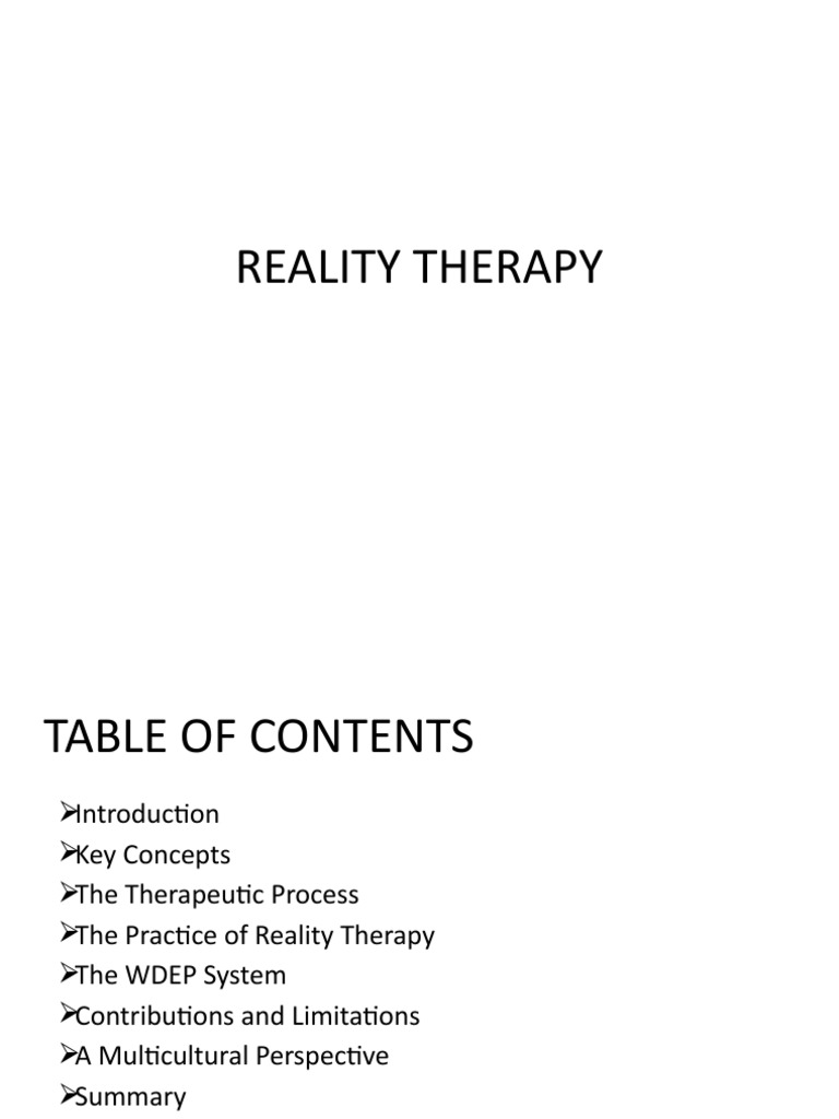 Reality Therapy | PDF | Psychotherapy | Psychological Concepts